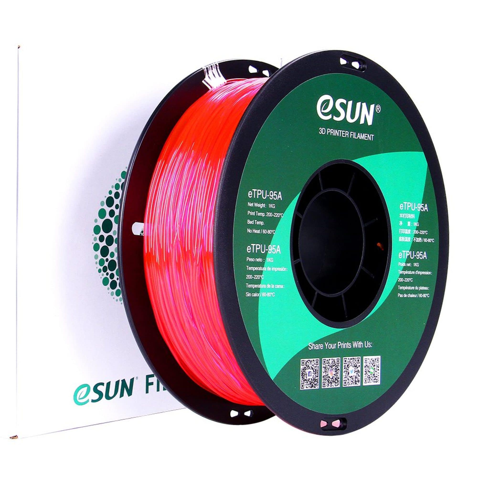 Buy eSUN TPU 95A Transparent Pink 3D Printer Filament 1Kg 1.75mm