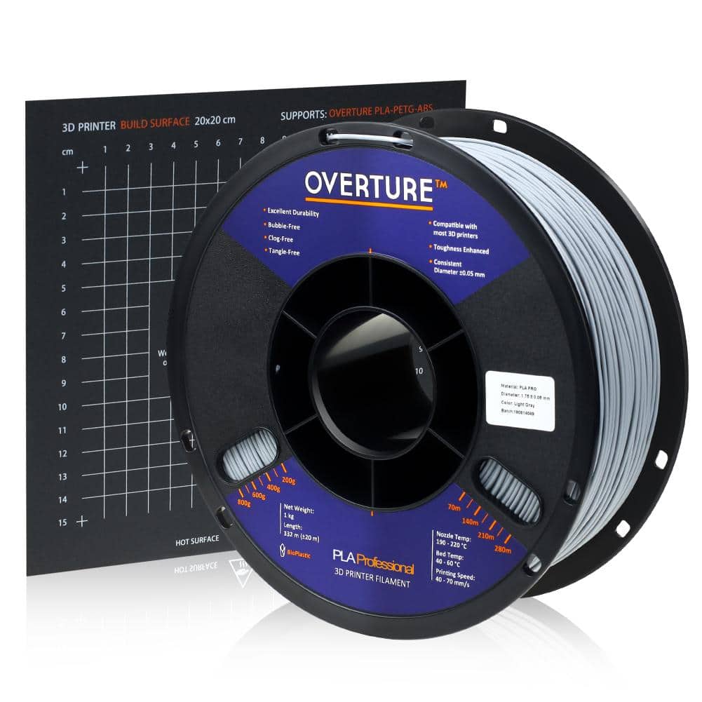 OVERTURE PLA Professional 1kg 2.85mm Light Gray - PriceIt3D